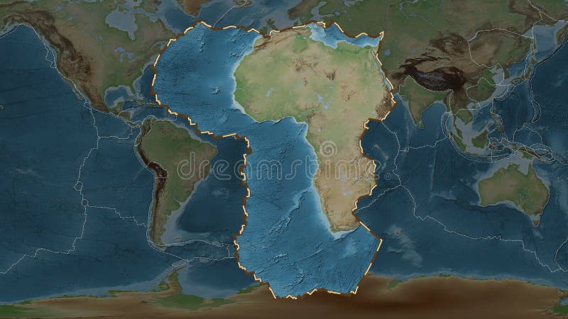 African Plate - Global Map. Fahey. Topografic Stock Illustration ...