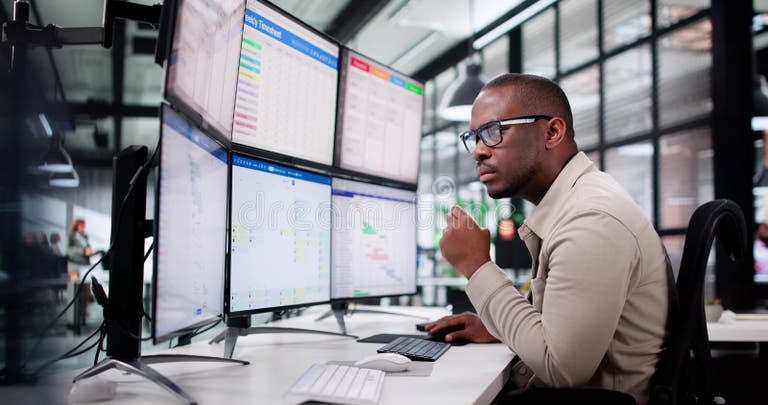 African Project Manager Using Software for Task Management Stock Image ...