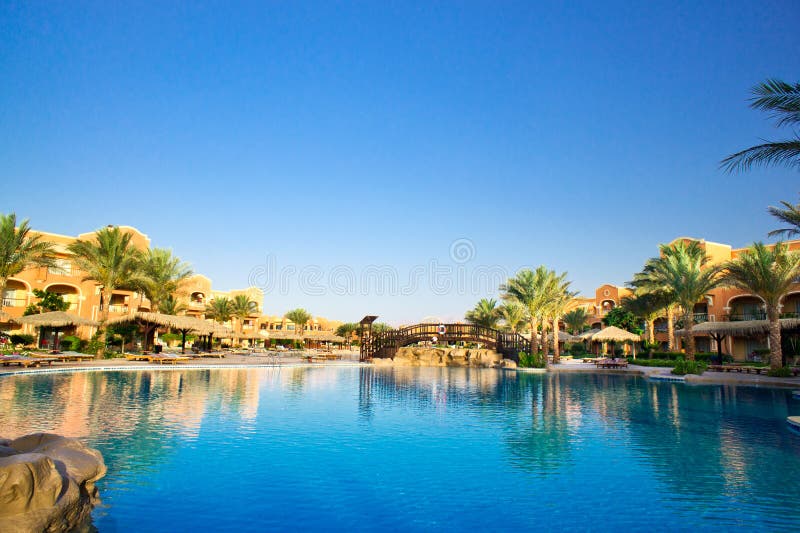 African Resort, Swimming Pool. Stock Image - Image of bush, holidays ...