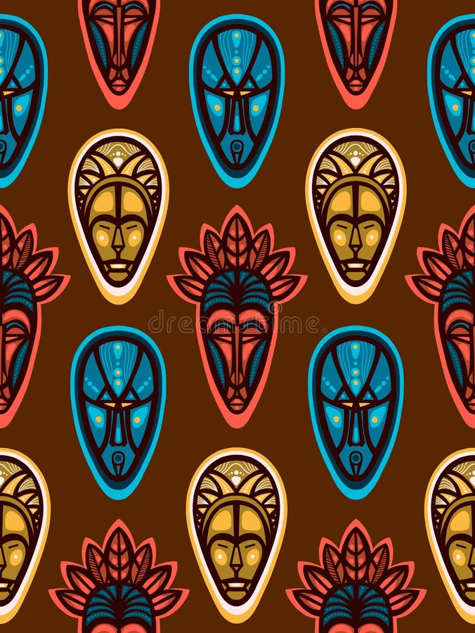 African Ritual Masks. Seamless Pattern with Faces Stock Vector ...