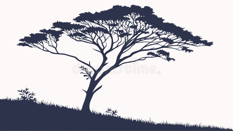 African Savanna Tree Silhouette, Vast Landscape, Vector Design ...