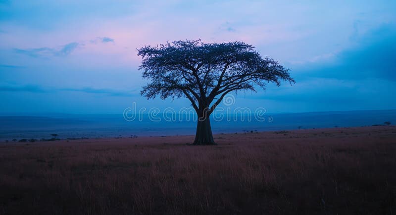 African Savannah at Sunset is Where the Baobab Tree Stands Tall Stock ...