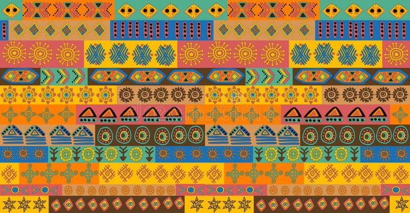 African Seamless Pattern with Symbols and Motifs Stock Vector ...