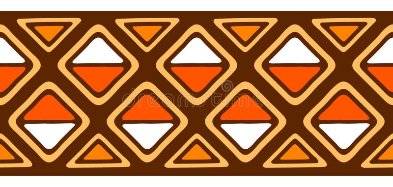 African Seamless Borders Set. Hand Stamp Printing. Ethnic Folk Texture ...