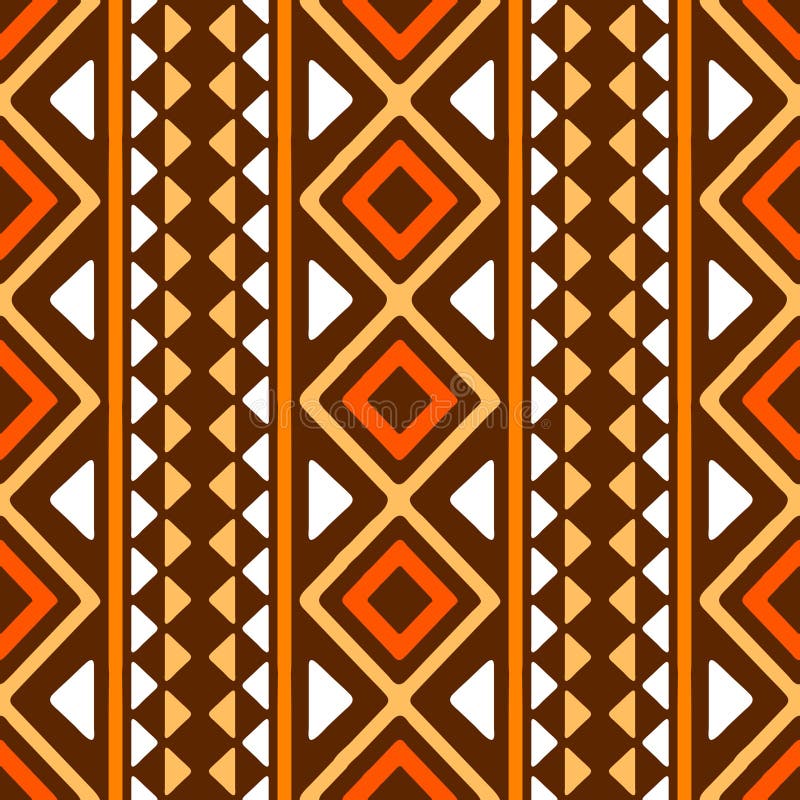 African Seamless Pattern. Hand Stamp Printing. Ethnic Folk Texture ...