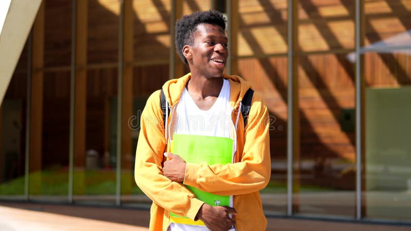 African Smiling Student Standing Outside the University Stock Footage ...