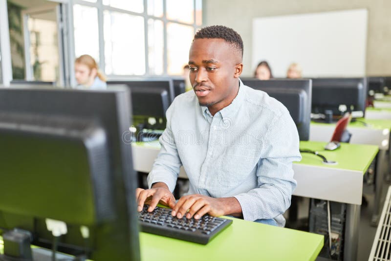 African Student in Computer Course Stock Image - Image of foreigners ...