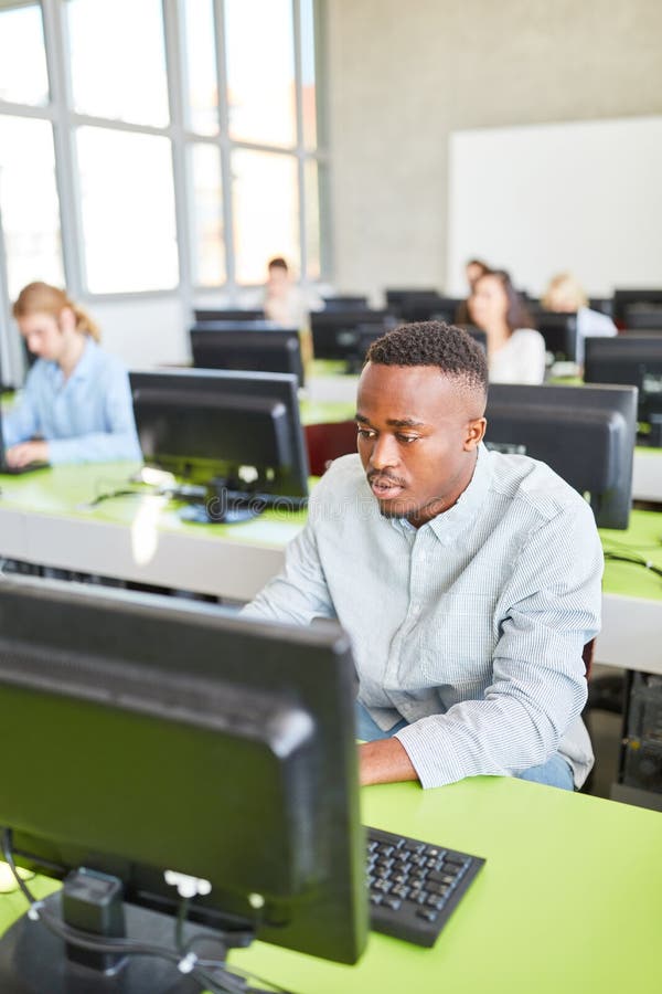 African Student in E-learning Course Stock Photo - Image of classroom ...