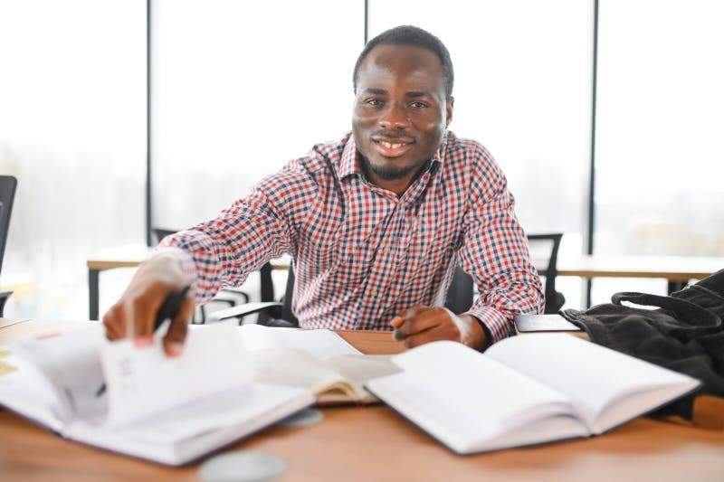 African Student Sitting in Classroom. Male Student during the Lecture ...