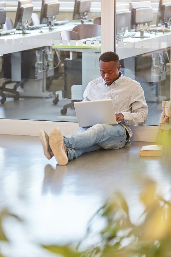 African Student Study with Laptop Stock Photo - Image of student, media ...