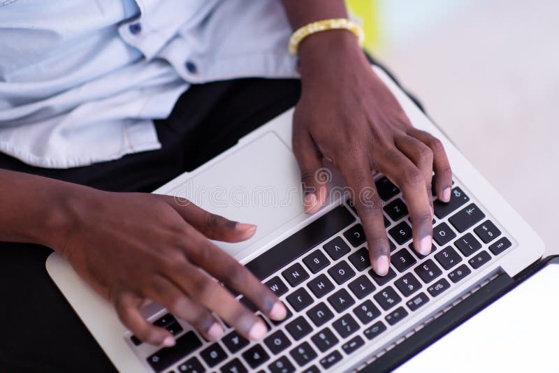 African Student Using Laptop Computer Stock Photo - Image of corporate ...