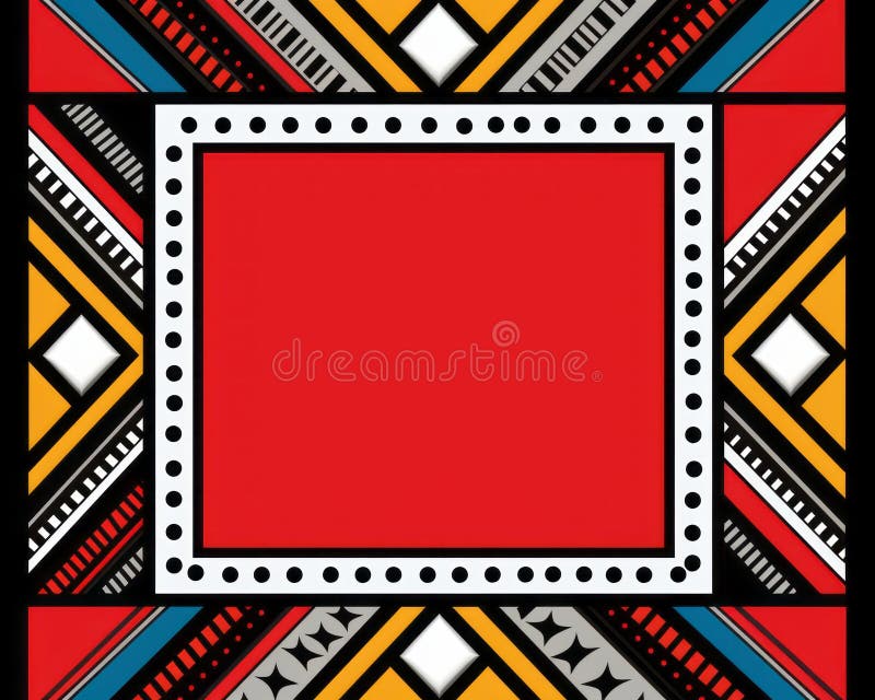 An African Style Frame with Red and Black Colors Stock Illustration ...