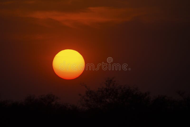 Golden Yellow Dusty Sunset Cumulus Clouds after Sunset in Sky Blue ...