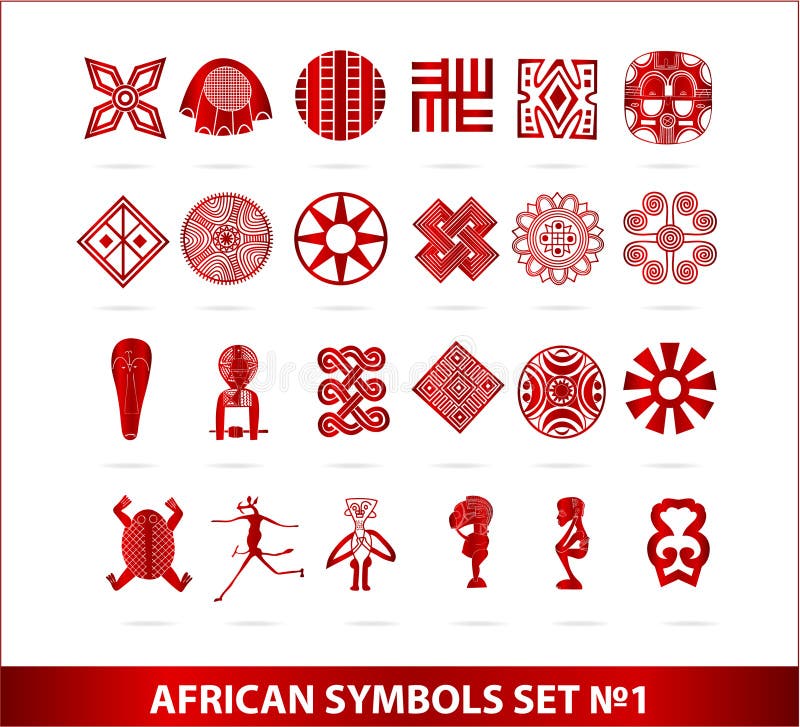 African Symbols Set Red Color Isolated Stock Illustration ...