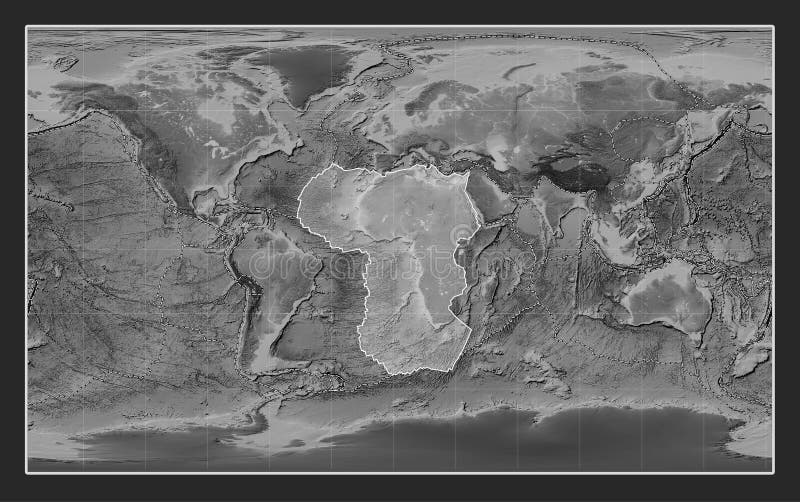 African Tectonic Plate. Grayscale. Compact Miller. Boundaries Stock ...