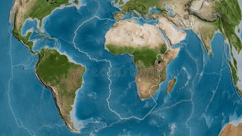 African Tectonic Plate - Outlined. Satellite Stock Illustration ...