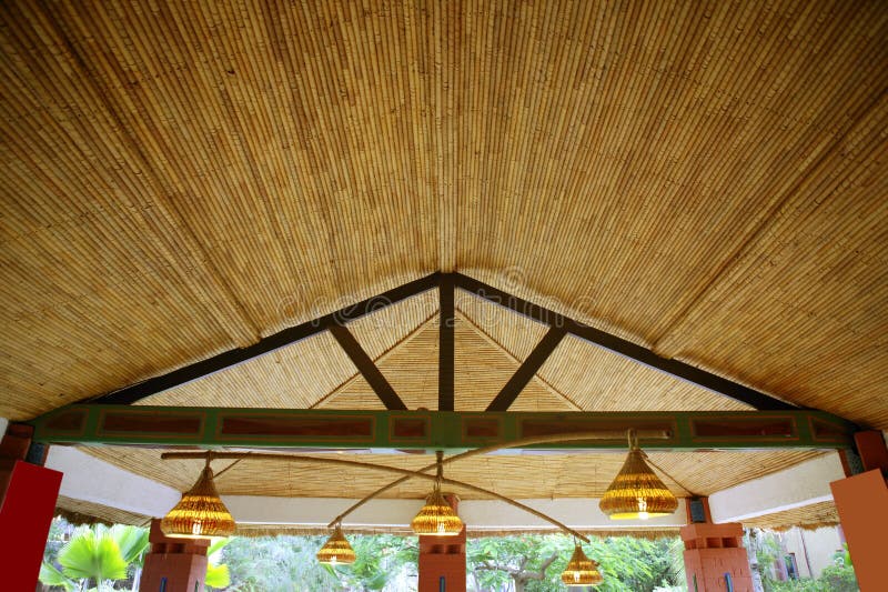 African Traditional Ethnic House Vegetal Ceiling Stock Image - Image of ...