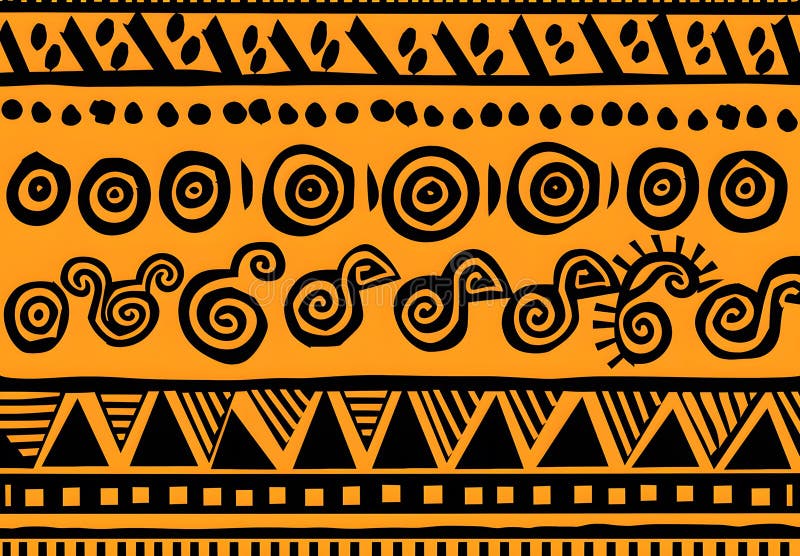 African Tribal Pattern with Orange Background Stock Illustration ...