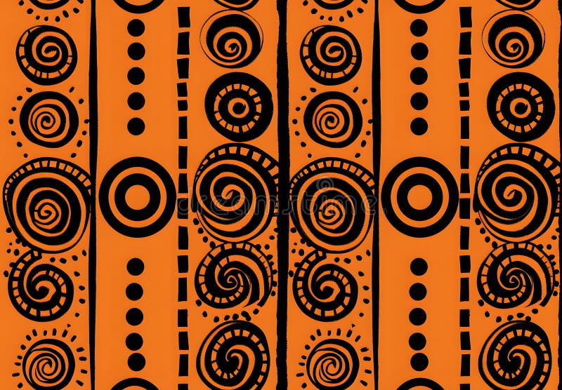 African Tribal Pattern Orange Background Vector Stock Illustration ...