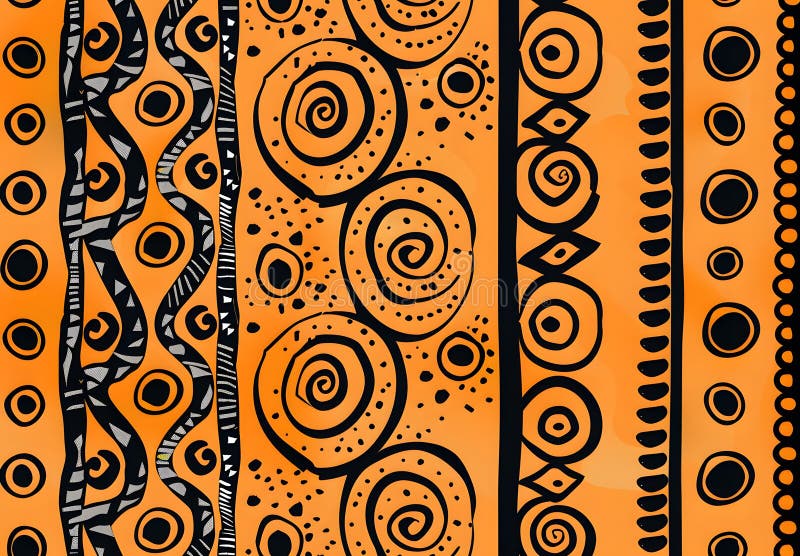African Tribal Pattern Orange Background Stock Illustration ...