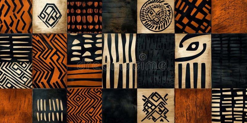 African Tribal Patterns Collage with Earthy Tones and Intricate Designs ...
