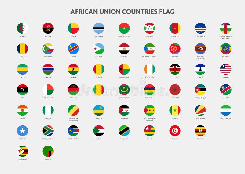African Continent Countries Flag Icons Collection Stock Vector ...