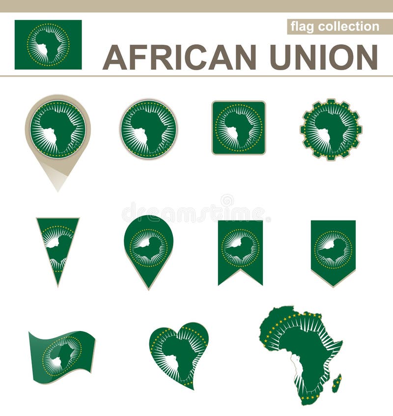 African Union Flag Collection Stock Vector - Illustration of symbol ...
