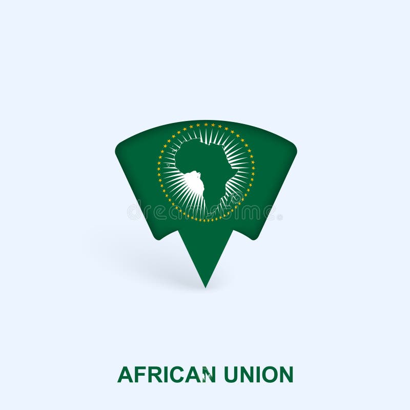 African Union Flag Map Pointer Design with Shadow Stock Vector ...