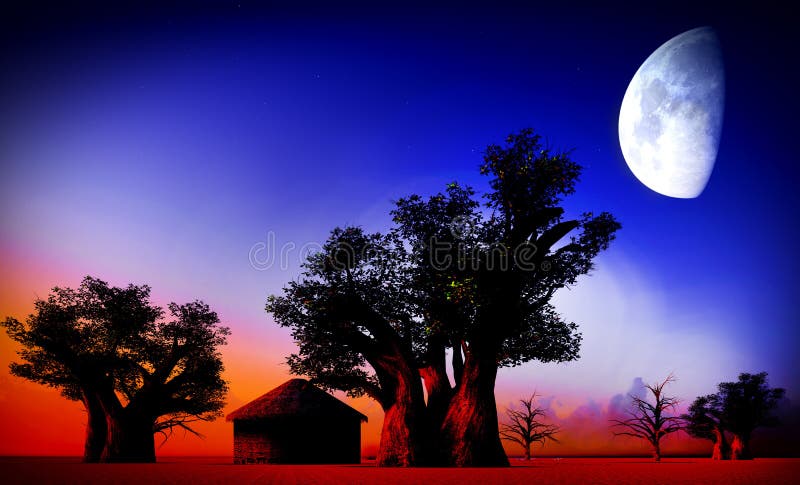 African village at night stock image. Image of small - 46087063
