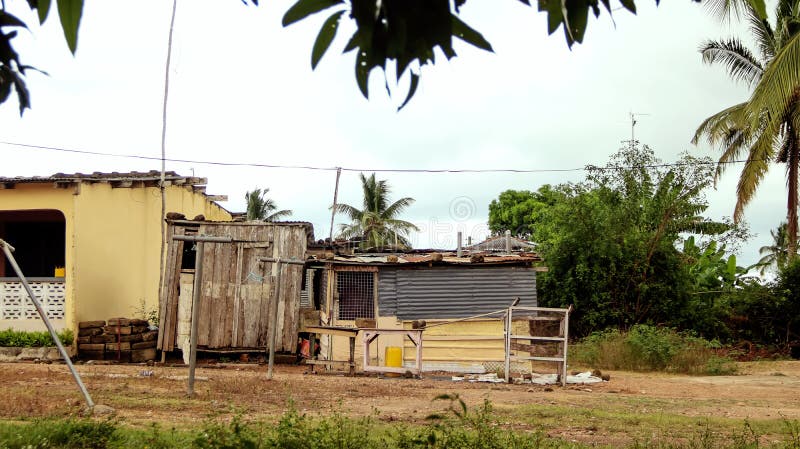 African Village in a Remote Area. African Village Setting. Wooden ...