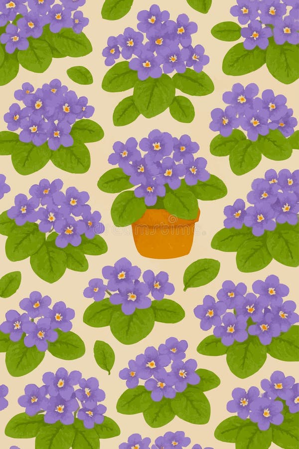 African Violets Purple Print Design in Vector Stock Vector ...
