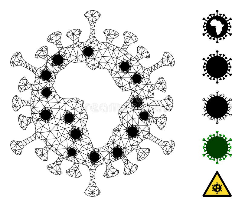 African Virus Wireframe Mesh Icon with Coronavirus Centers Stock Vector ...