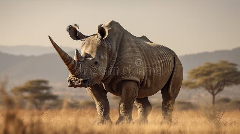 African White Rhino. Generative AI Stock Photo - Image of rhino, horn ...