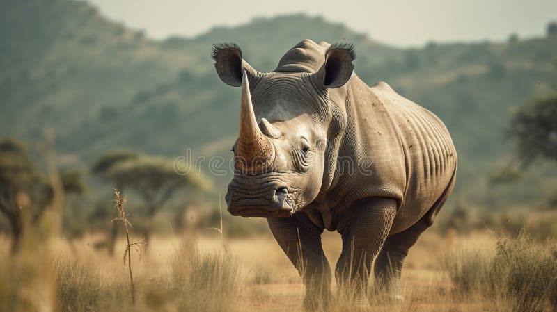 African White Rhino. Generative AI Stock Illustration - Illustration of ...