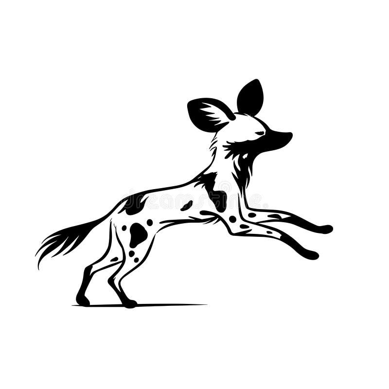 African Wild Dog. African Wild Dog Simple Black and White Line Art ...