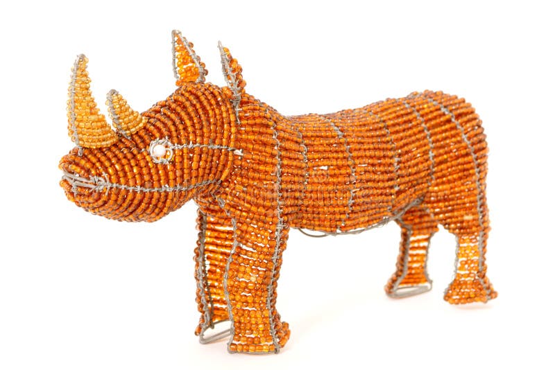 African Wire and Bead Rhino Stock Photo - Image of texture, beadwork ...