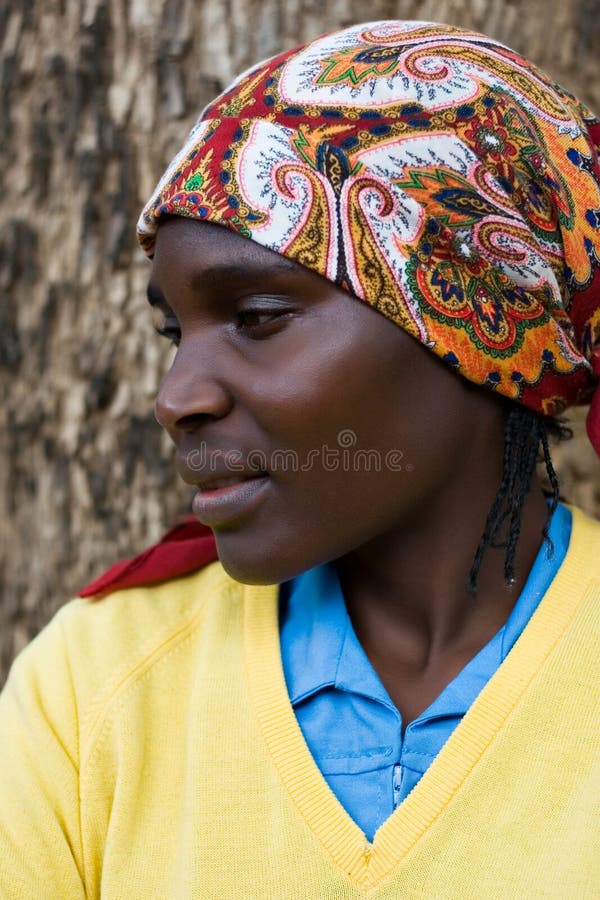 Beautiful bald black woman stock image. Image of thinking - 4413345