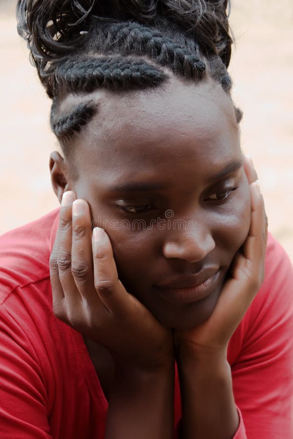 Beautiful bald black woman stock image. Image of thinks - 4413345