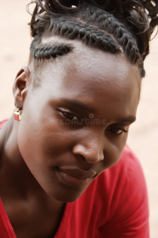 Beautiful bald black woman stock image. Image of thinks - 4413345