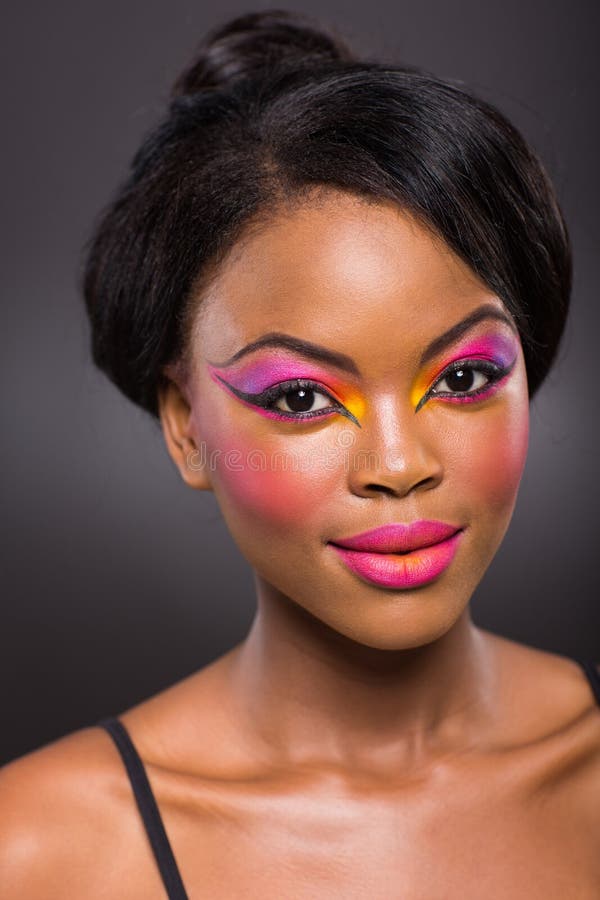 African Woman Colorful Makeup Stock Image - Image of adult, background ...