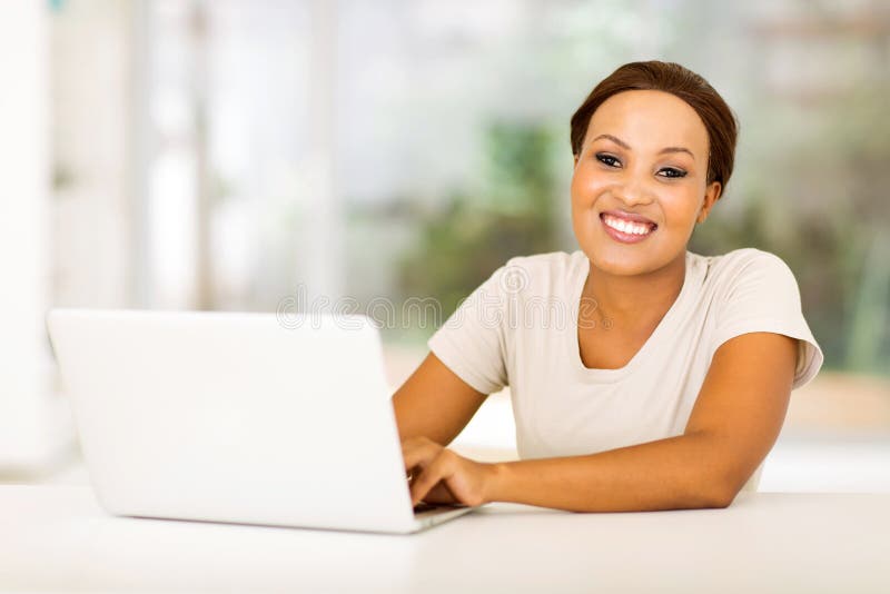 African woman computer stock photo. Image of laptop, morning - 50155916