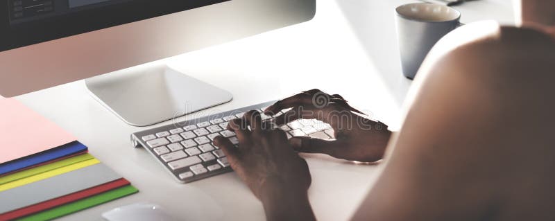 African Woman Computer Networking Technology Concept Stock Image ...