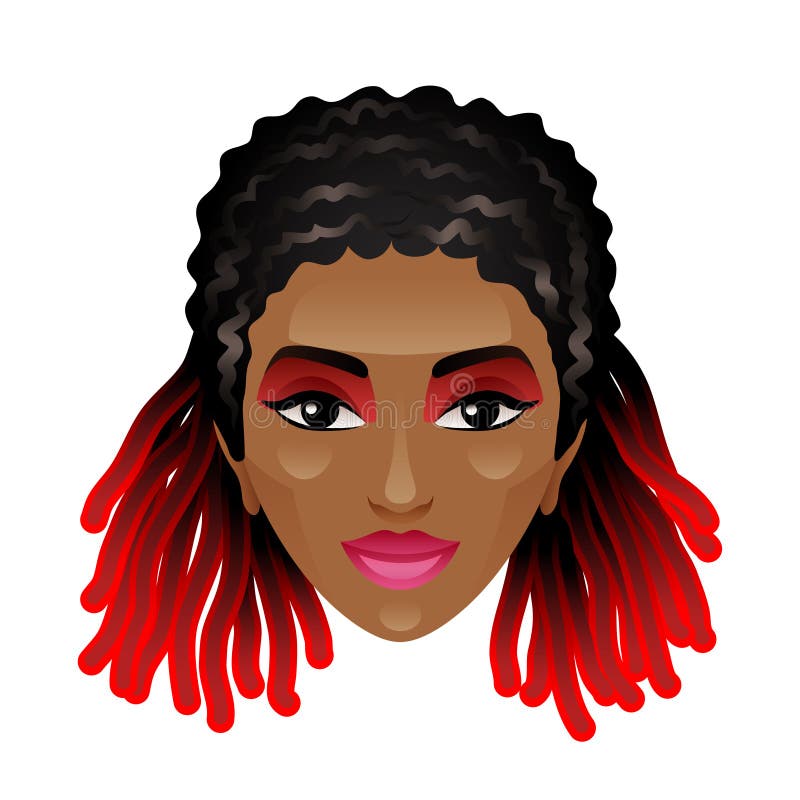 African Woman with Dreadlocks Isolated on White Vector Stock Vector ...