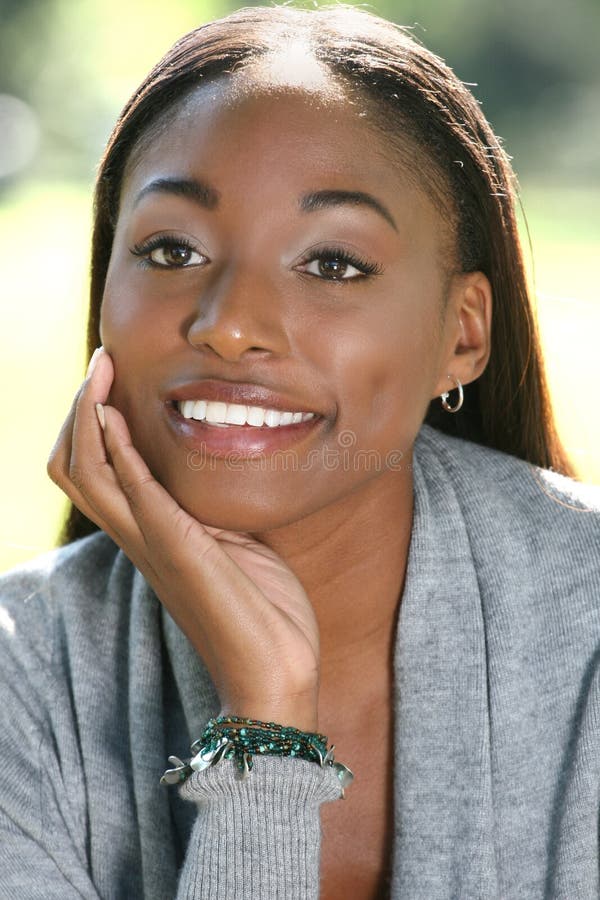 African Woman Face: Smiling and Happy Stock Image - Image of woman ...