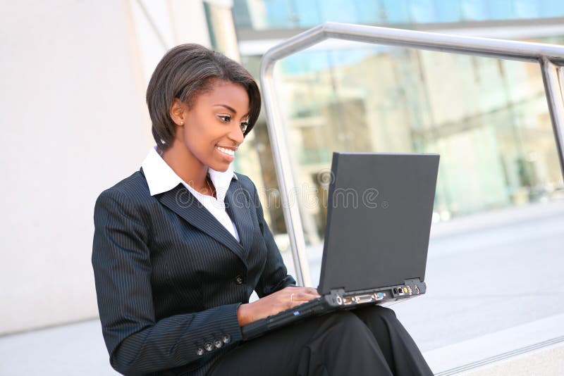 African Woman on Laptop stock image. Image of diversity - 11611795