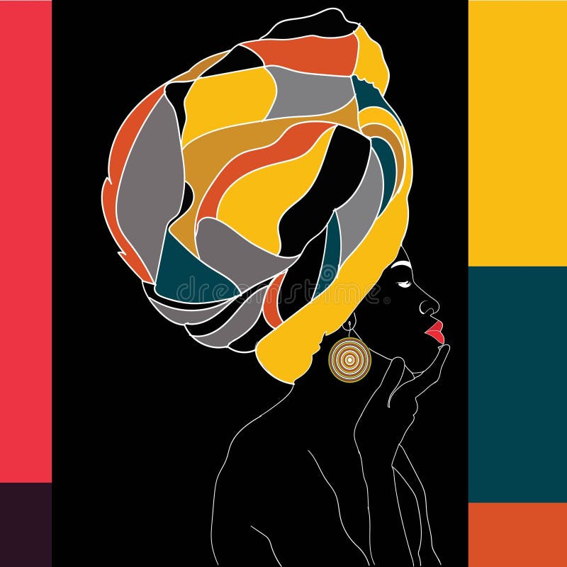 A Traditional African Woman Vector Portrait with Vibrant Colors Stock ...