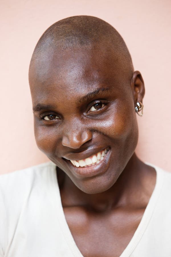 Beautiful bald black woman stock image. Image of thinks - 4413345
