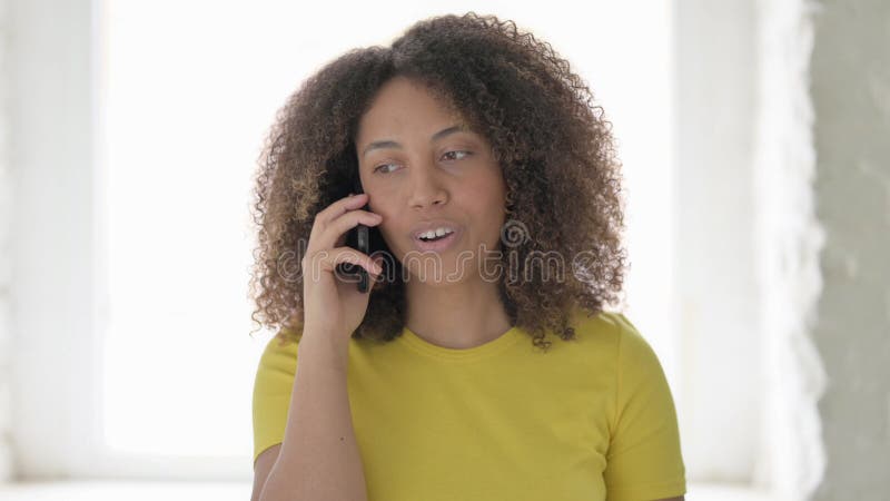 African Woman Talking on Phone Stock Image - Image of smartphone, afro ...