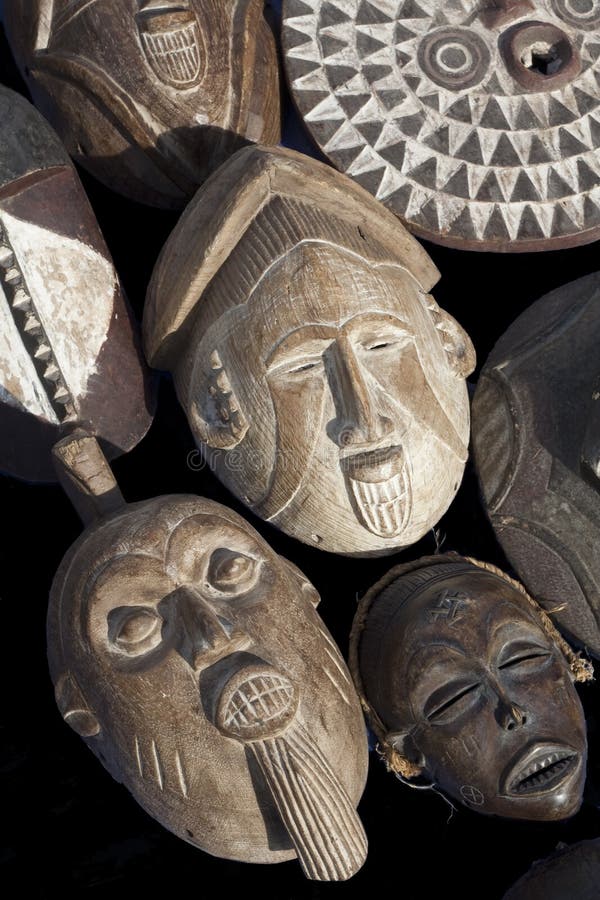 African Wood Mask carvings stock photo. Image of mask - 12924102