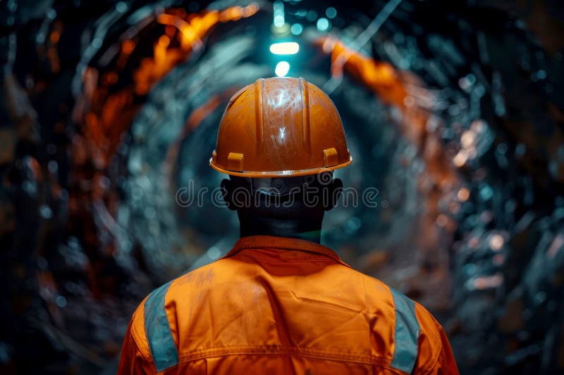 African Worker Miners with Safety Helmet on the Coal Mining Background ...